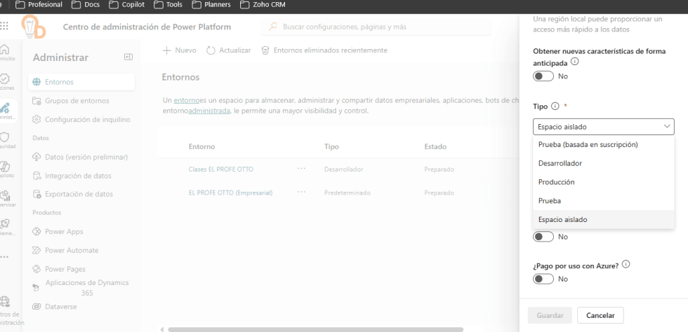Entornos, soluciones, aplicaciones y conectores en la Power Platform